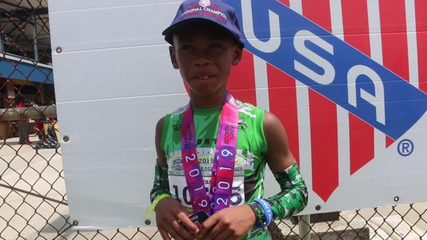 9yo Omar Thomas Wins 400m, Learning Track | AAU Junior Olympic Games